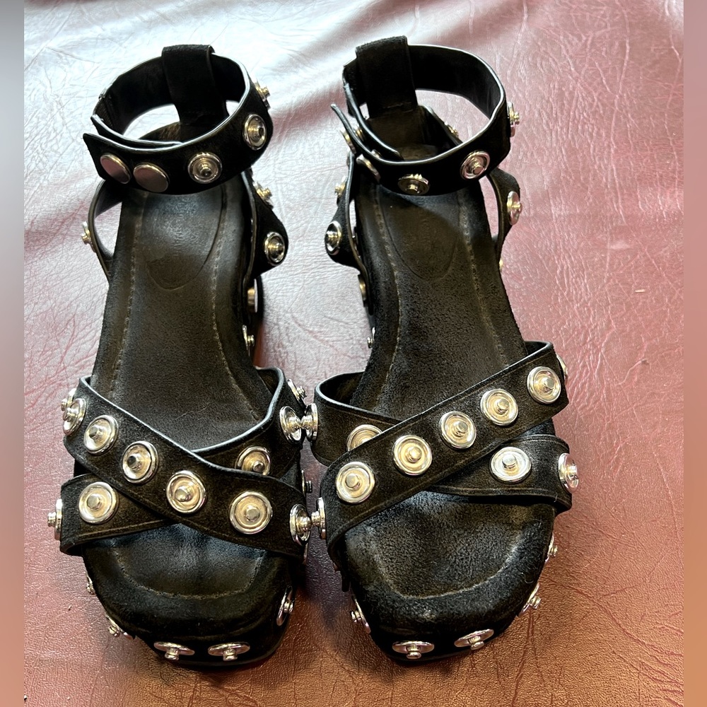 Alexander Wang Suede Studded Platform Sandal - Gem